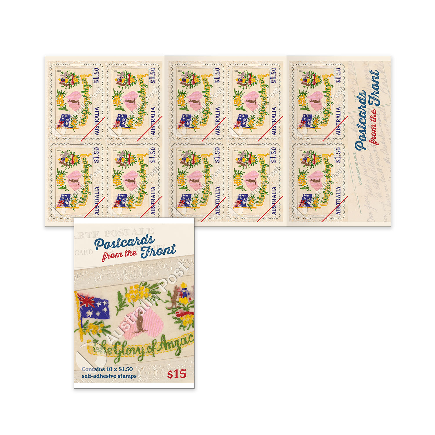 Postcards from the Front Self-Adhesive Booklet of 10 x $1.50 Stamps ...