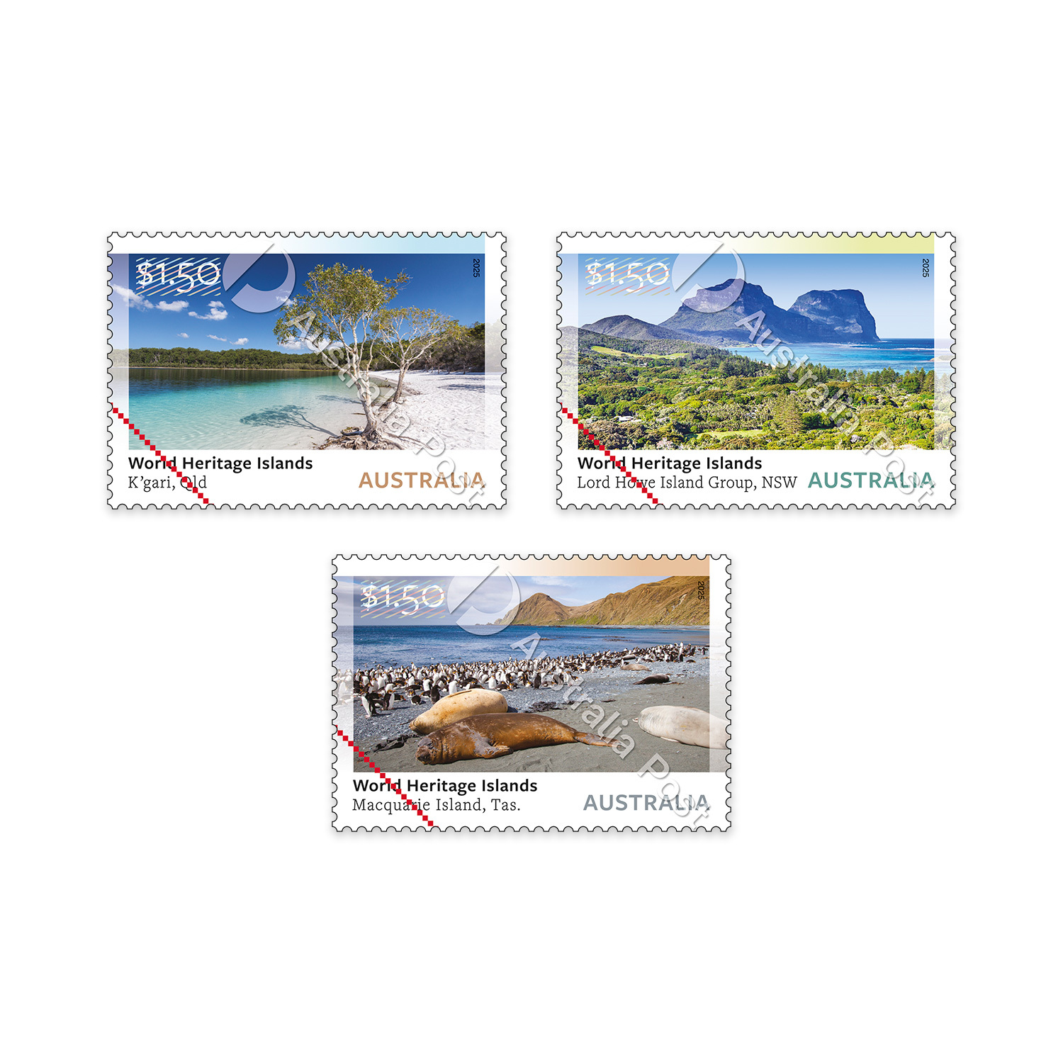 World Heritage Islands Stamps (3 x $1.50) - World Heritage Islands