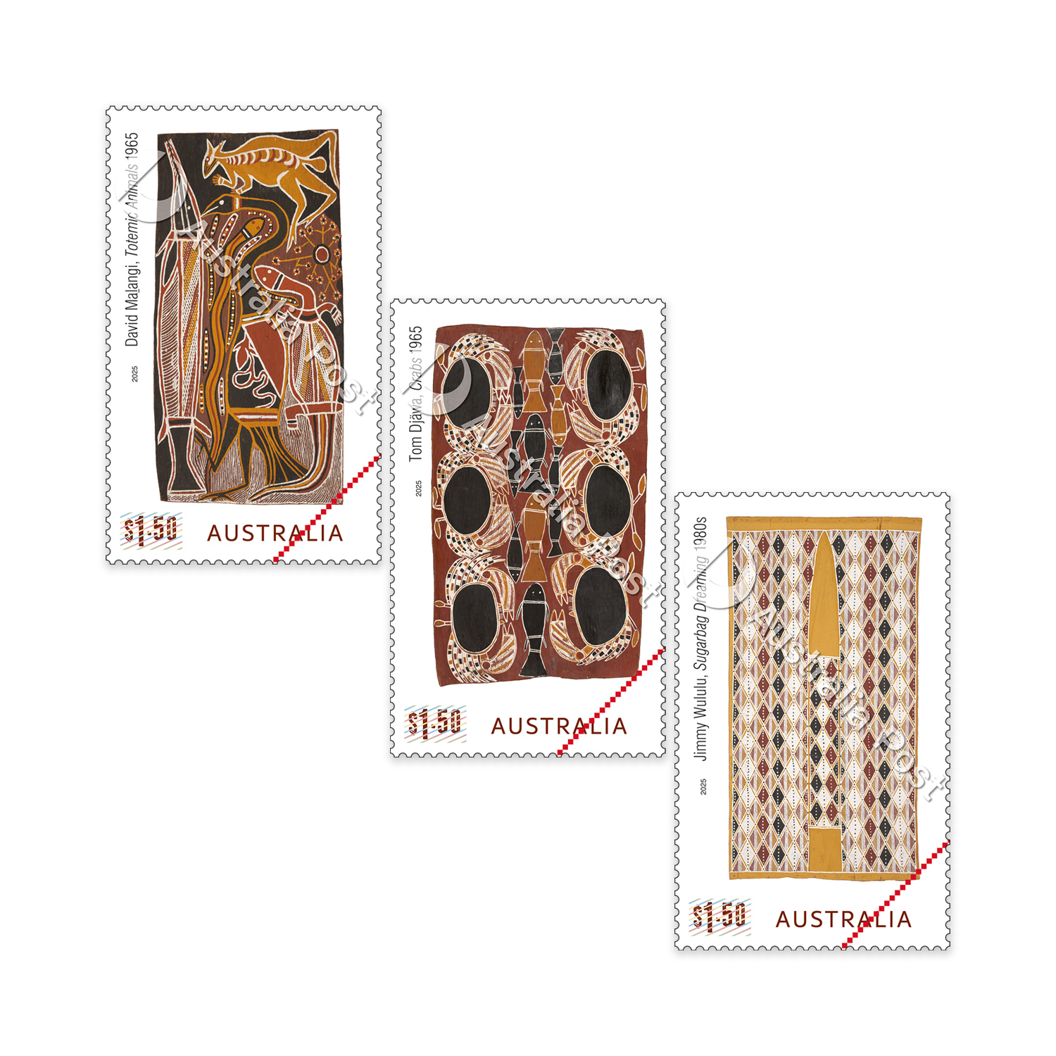 Bark Painting of Arnhem Land Set of Stamps (3 x $1.50) - Bark Painting ...