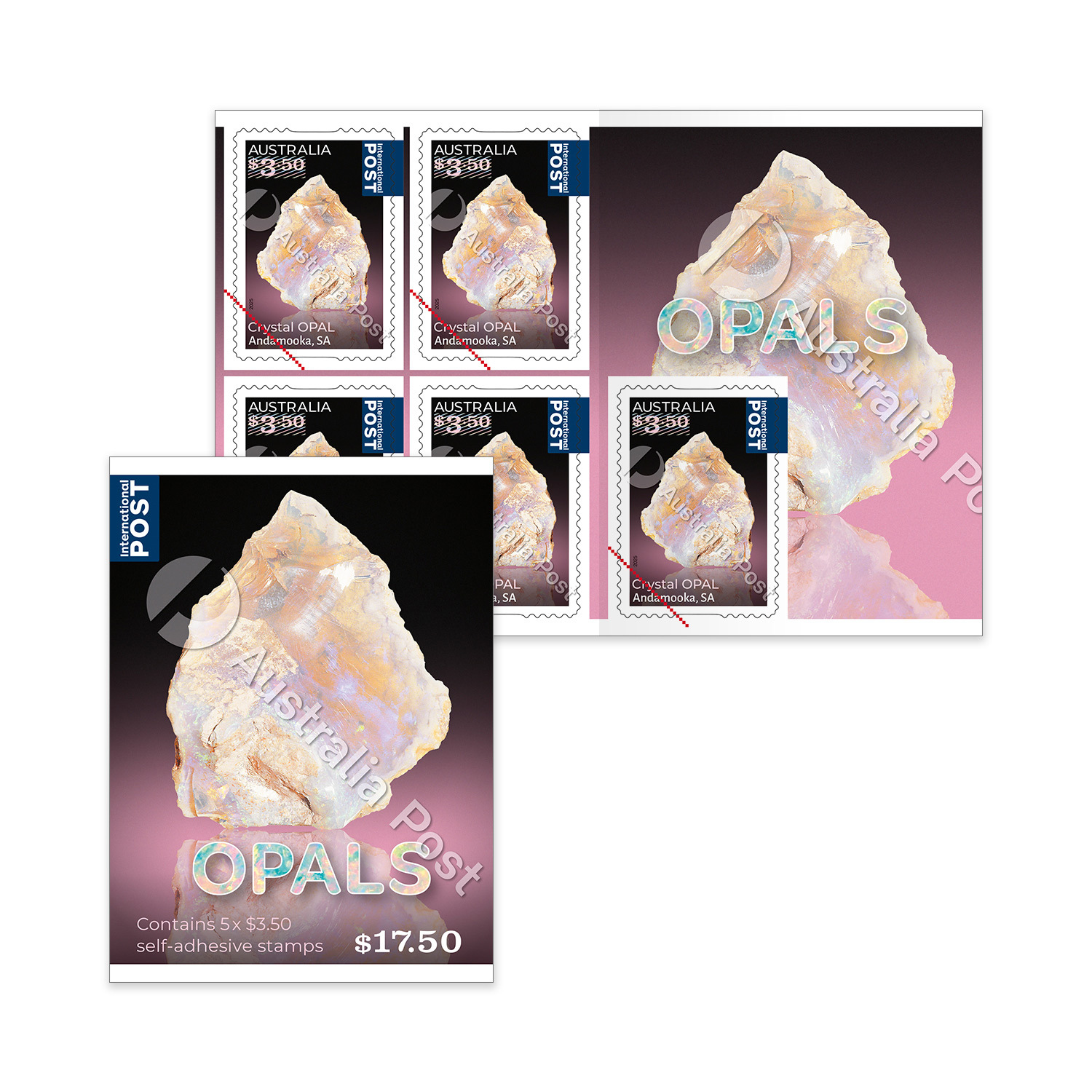 Opals Self-adhesive Sheetlet of 5 x $3.50 International Rate - Opals ...