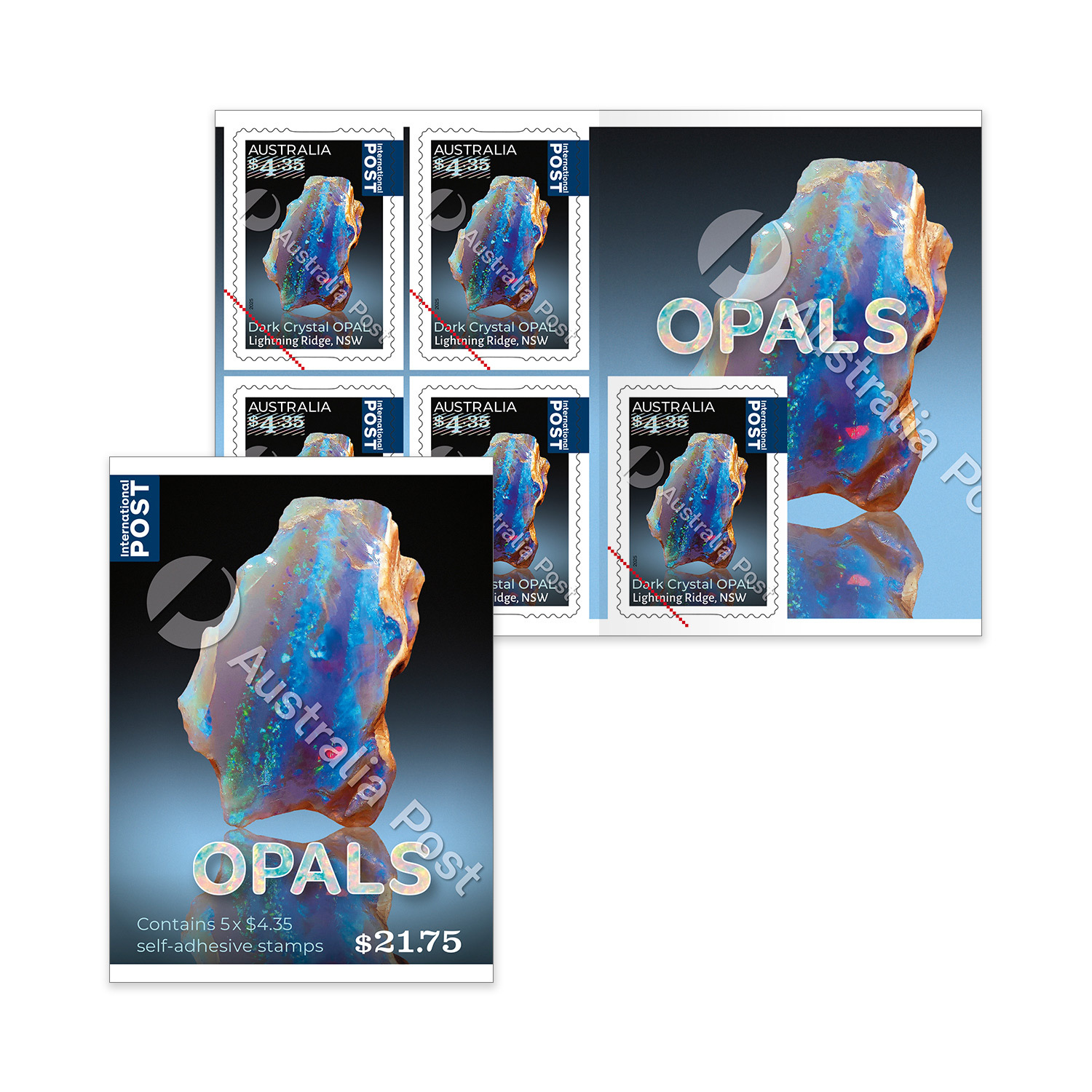 Opals Self-adhesive Sheetlet of 5 x $4.35 International Rate - Opals ...