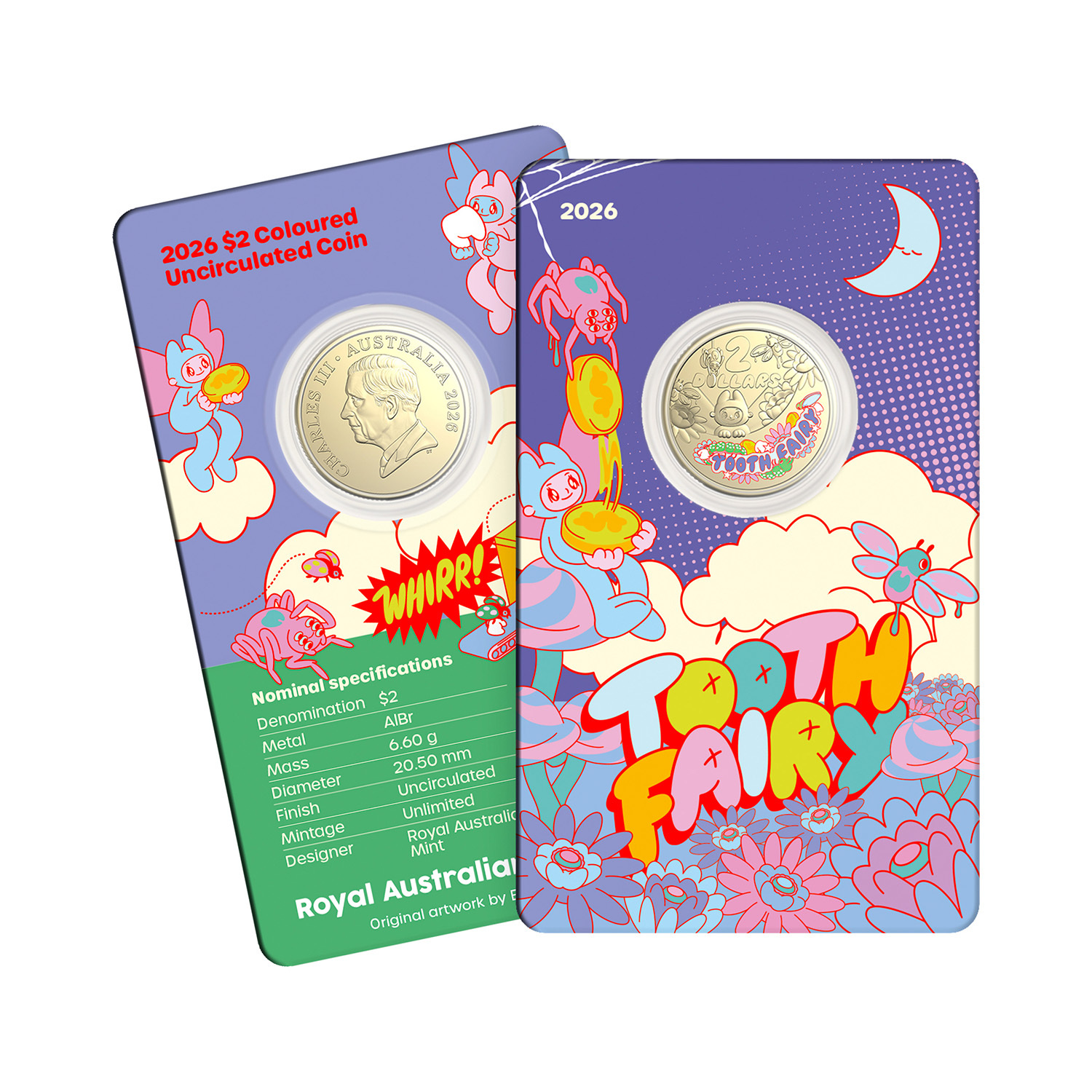 2026 $2 AlBr Uncirculated Coin – Tooth Fairy - Coin in Card - Royal ...