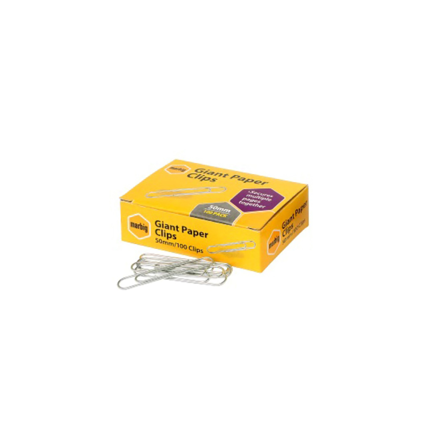Marbig Paper Clips Giant 50mm – Box Of 100 - Stationery