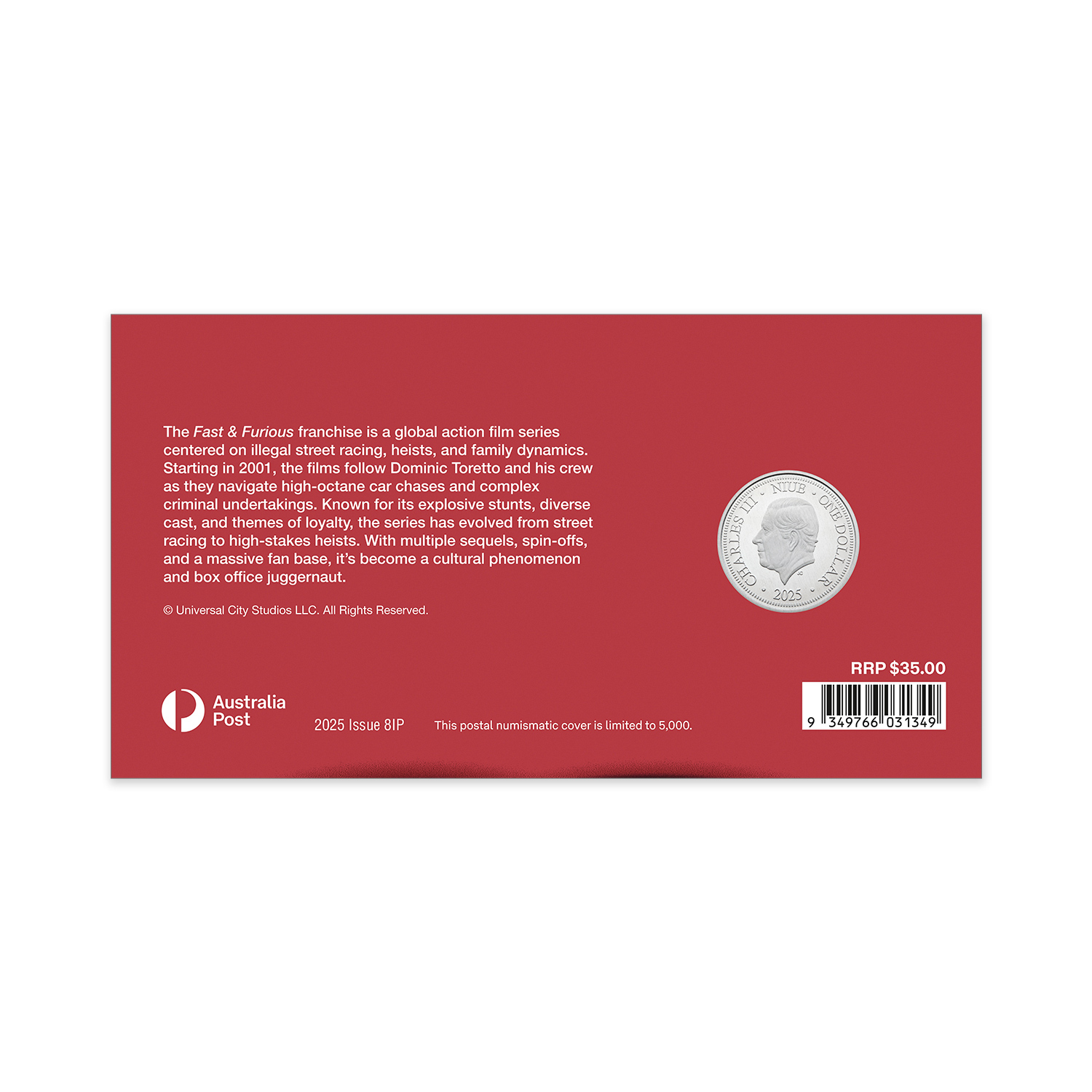 Fast and Furious Postal Numismatic Cover (PNC) - Postal Numismatic Covers