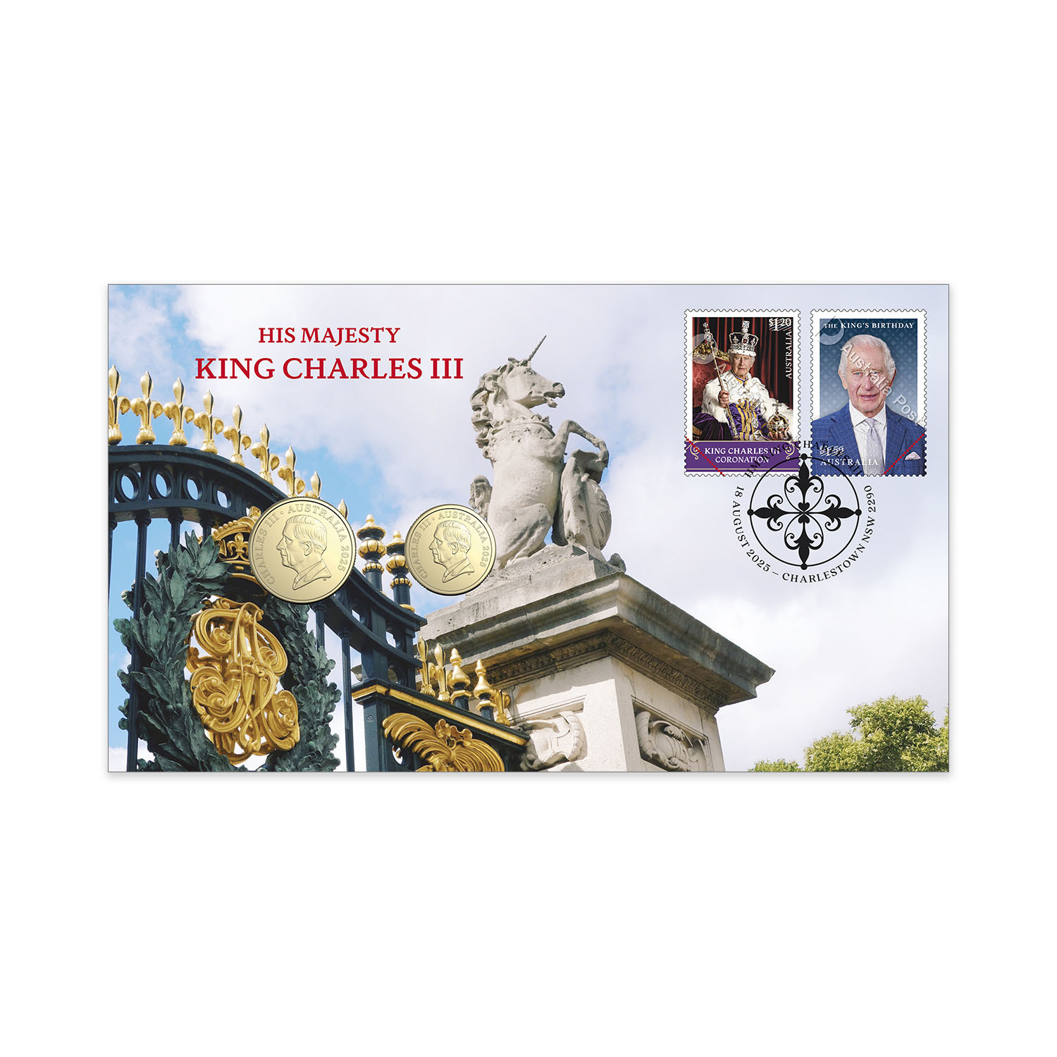 2025 $1 and $2 King Charles III two-coin Postal Numismatic Cover (PNC ...