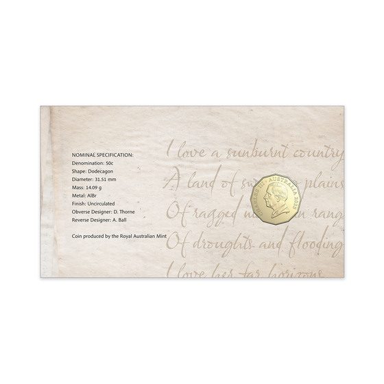 Dorothea Mackellar – My Country 50c Postal Numismatic Cover (PNC ...