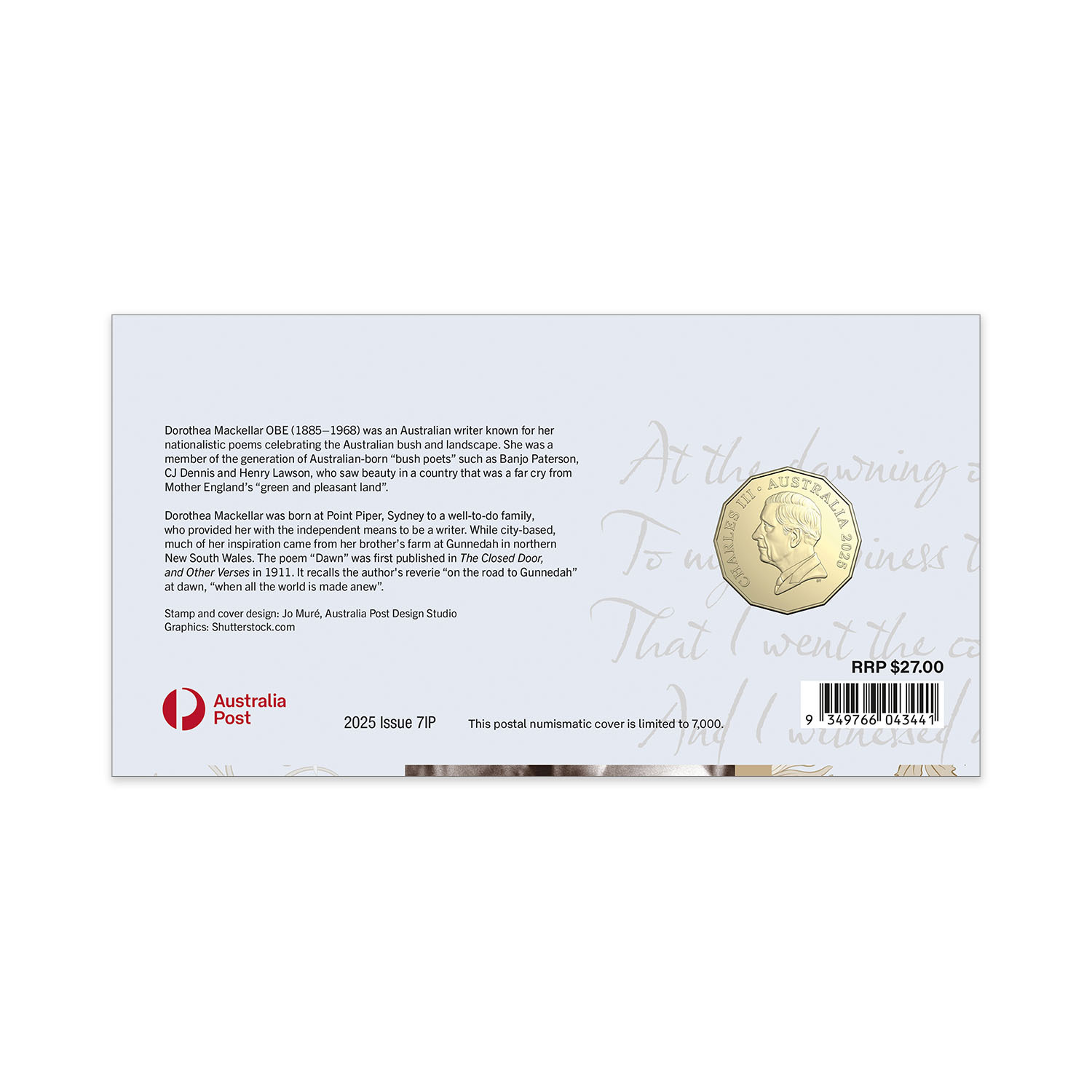 Dorothea Mackellar – Dawn 50c Postal Numismatic Cover (PNC) - Postal ...