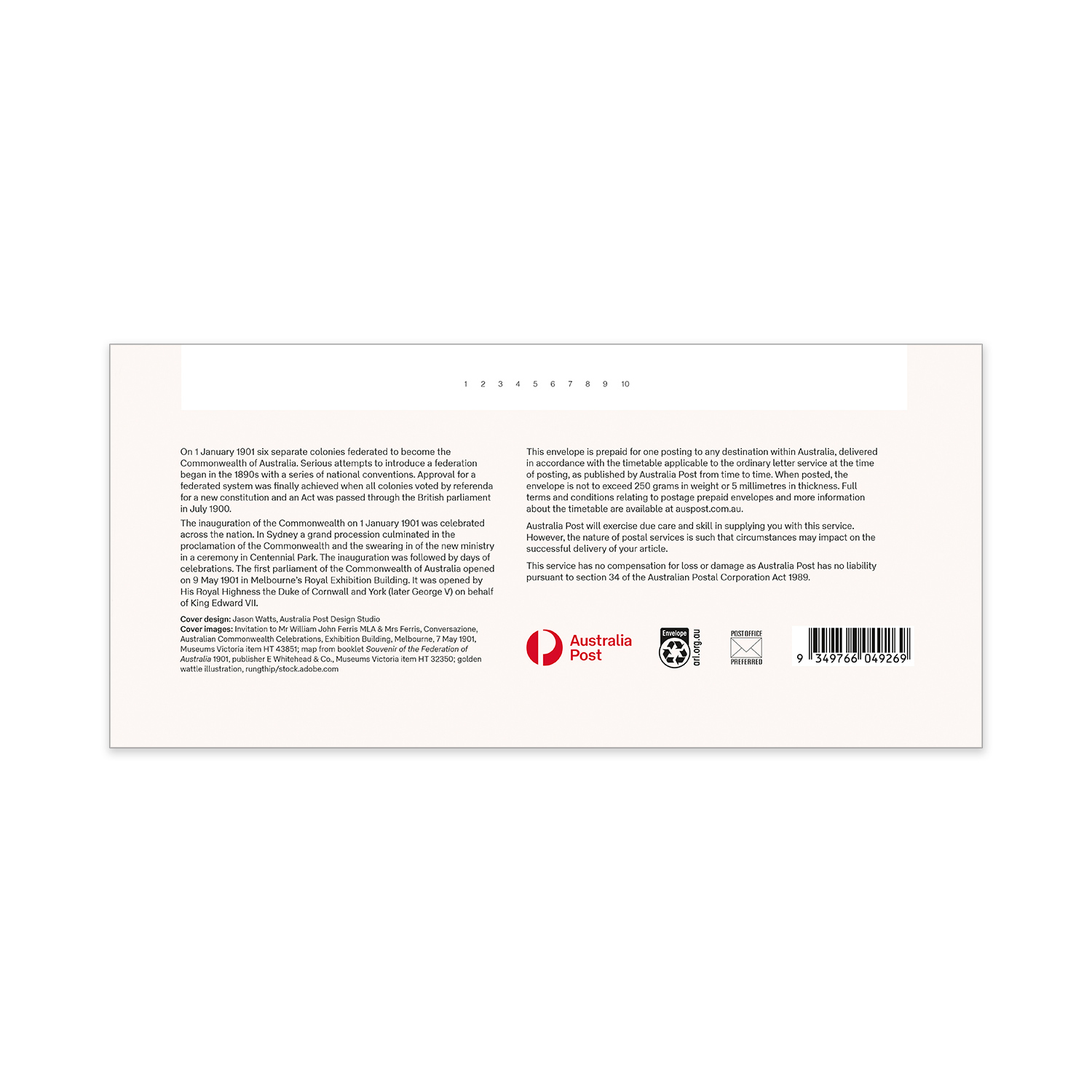 125th Anniversary of Federation Postage Paid Envelope - Prepaid envelopes