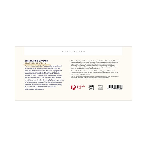 50 Years of Probus in Australia PPE - Prepaid envelopes