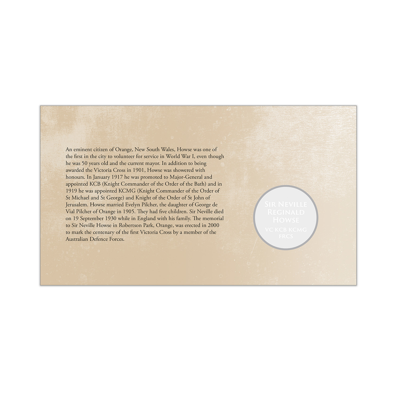 Sir Neville Reginald Howse Limited-Edition Medallion and Minisheet ...