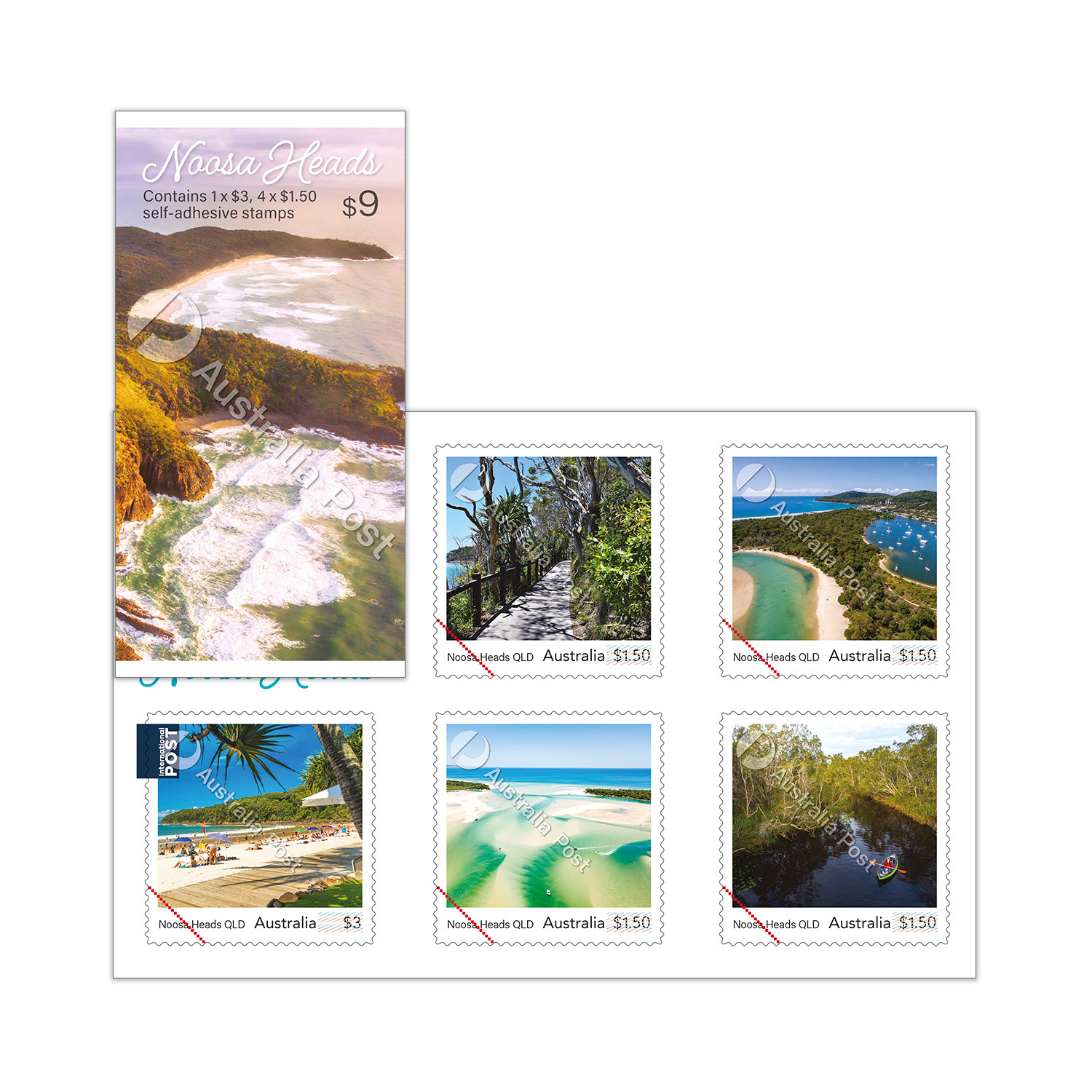 Noosa Heads Sheetlet of 5 (4 x $1.50, 1 x $3) - Other collectables