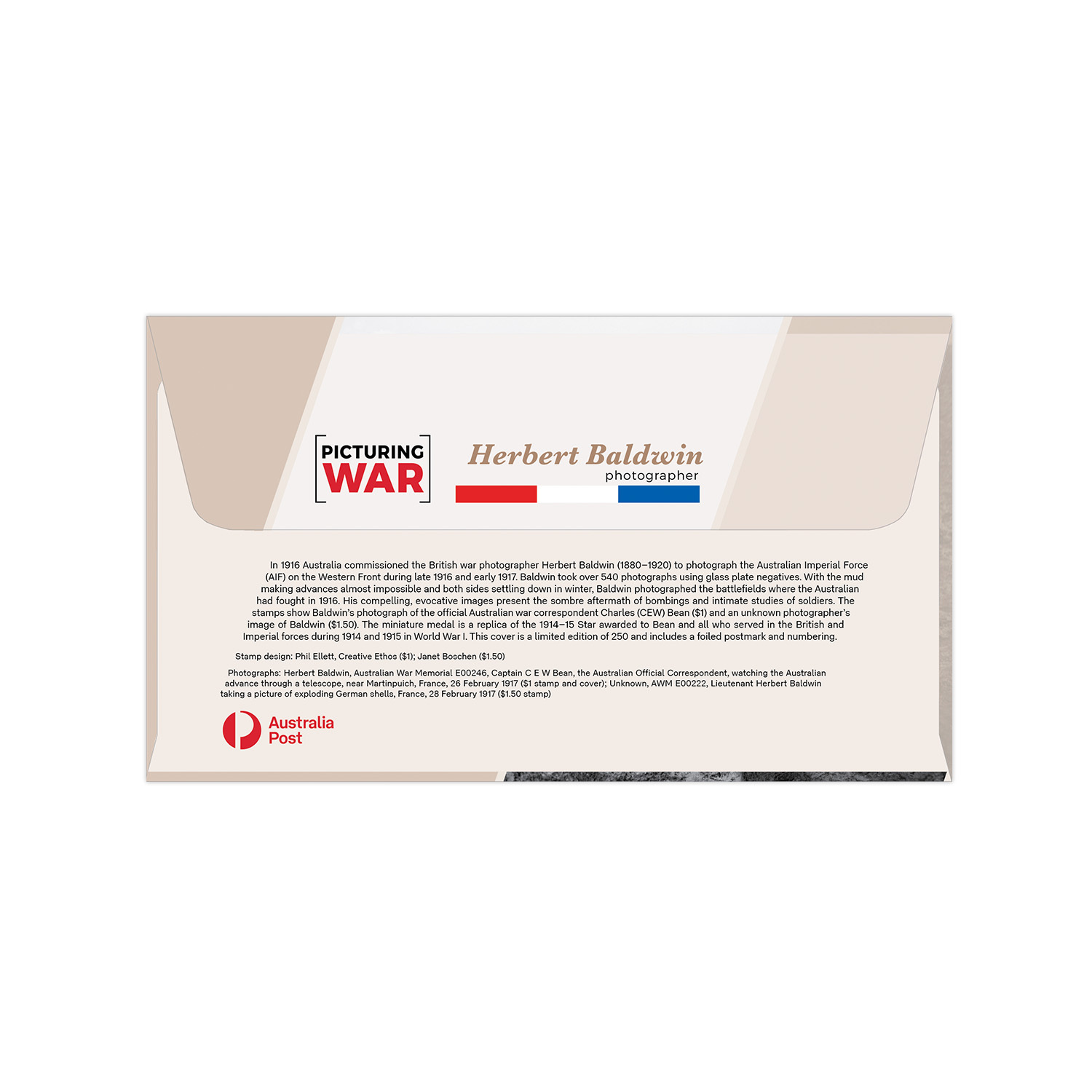 Medal and Stamp Cover for Herbert Baldwin - Military memorabilia
