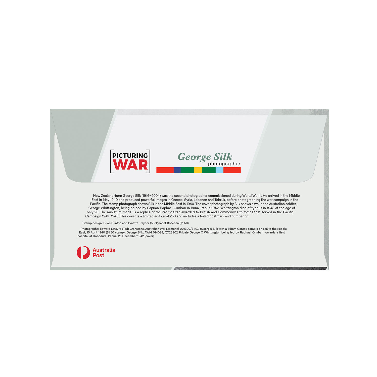 Medal and Stamp Cover for George Silk - Impressions