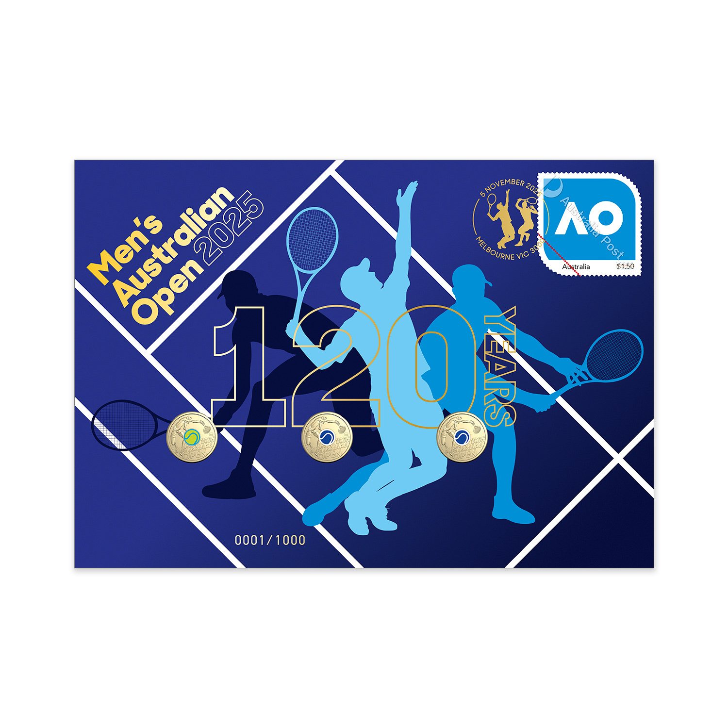 2025 Australian Open Men's Three Coin Limited Edition Postal Numismatic ...