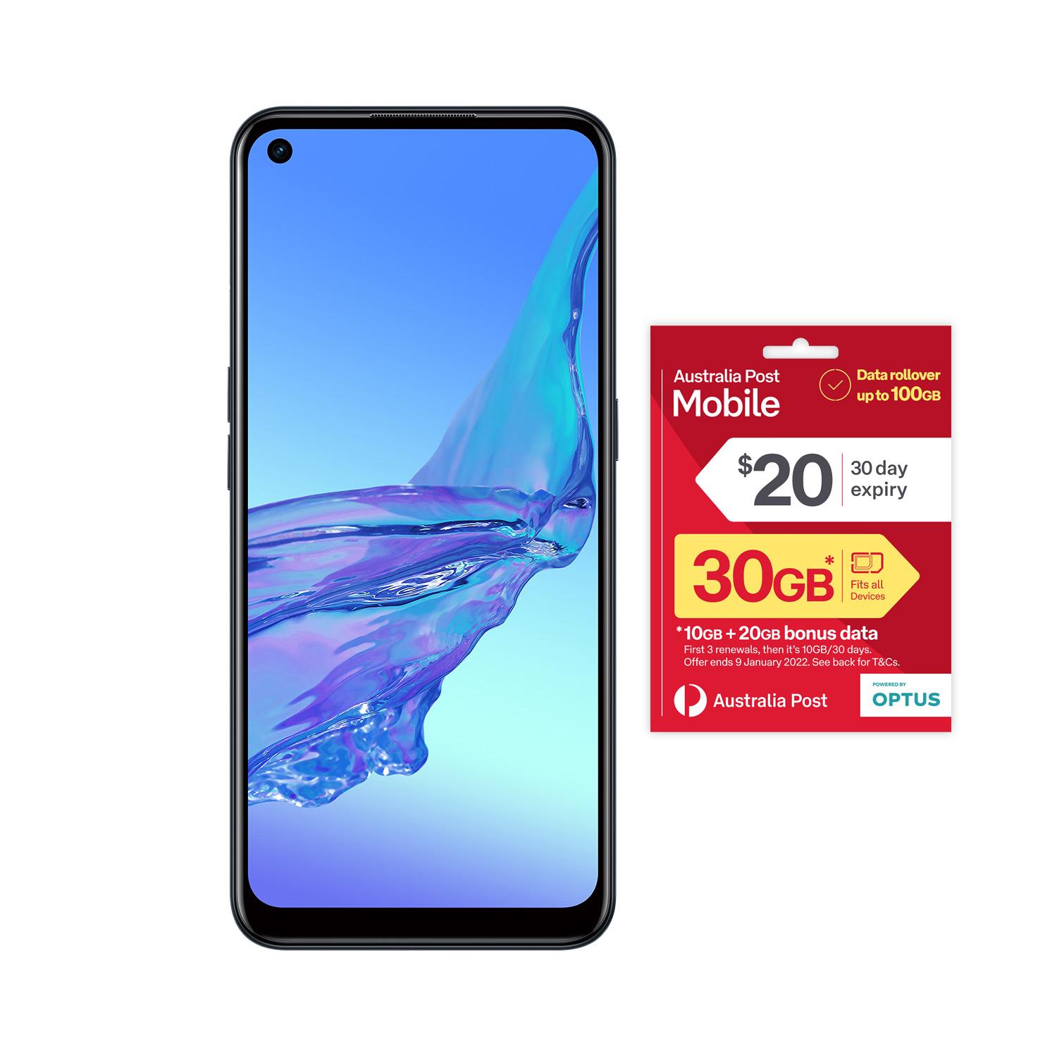 Oppo A53 4G 64GB Unlocked Smartphone – Black & SIM Bundle - Unlocked Phones